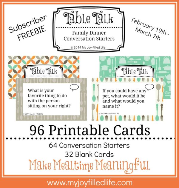 Family Dinner Conversation Starter Cards - My Joy-Filled Life