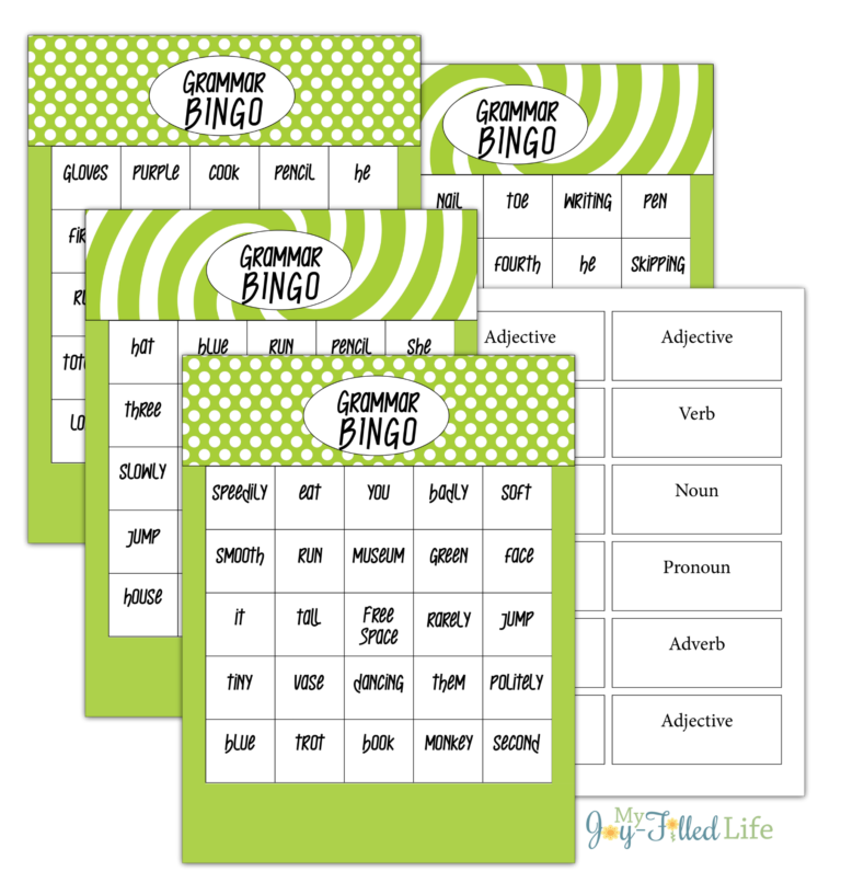Grammar Bingo - FREE Printable - My Joy-Filled Life