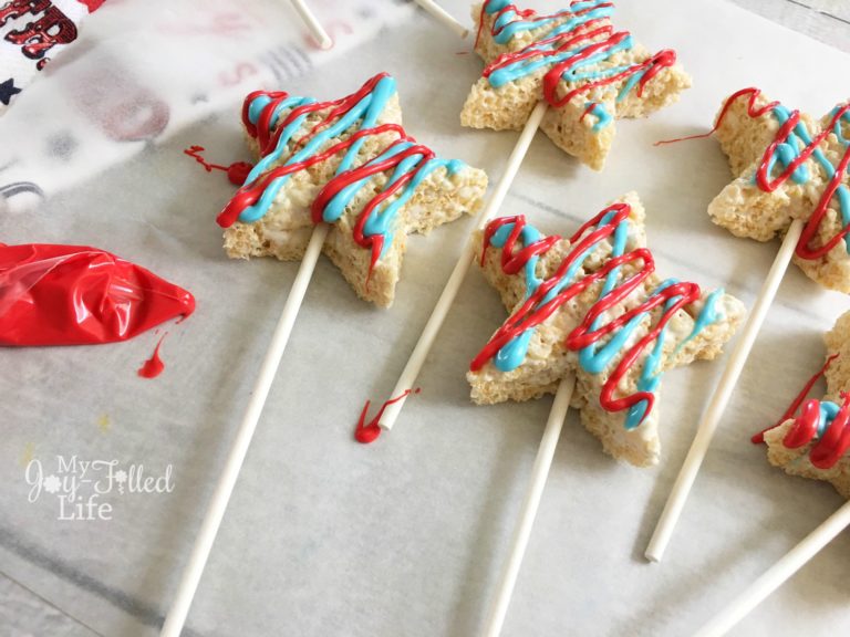 Patriotic Rice Krispie Treat Star Pops - My Joy-Filled Life