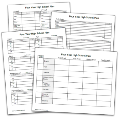 Four Year High School Planning Forms - My Joy-Filled Life
