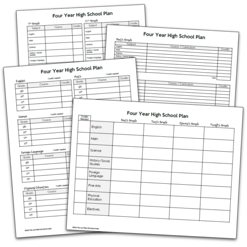Four Year High School Planning Forms - My Joy-Filled Life