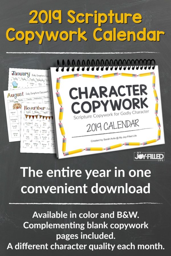 2019 Daily Scripture Copywork Calendar - My Joy-Filled Life