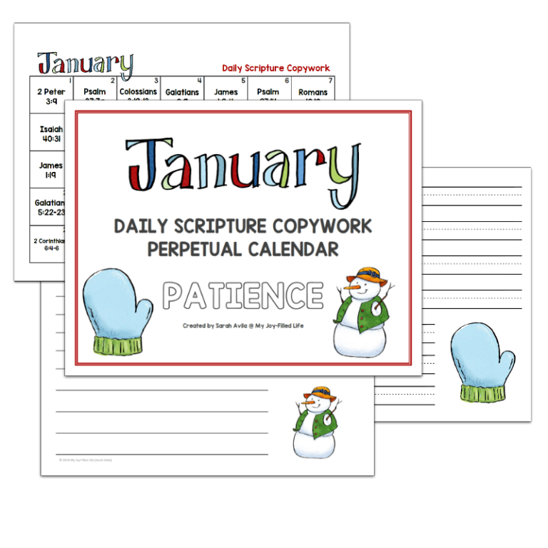 January Perpetual Scripture Copywork Calendar - My Joy-Filled Life