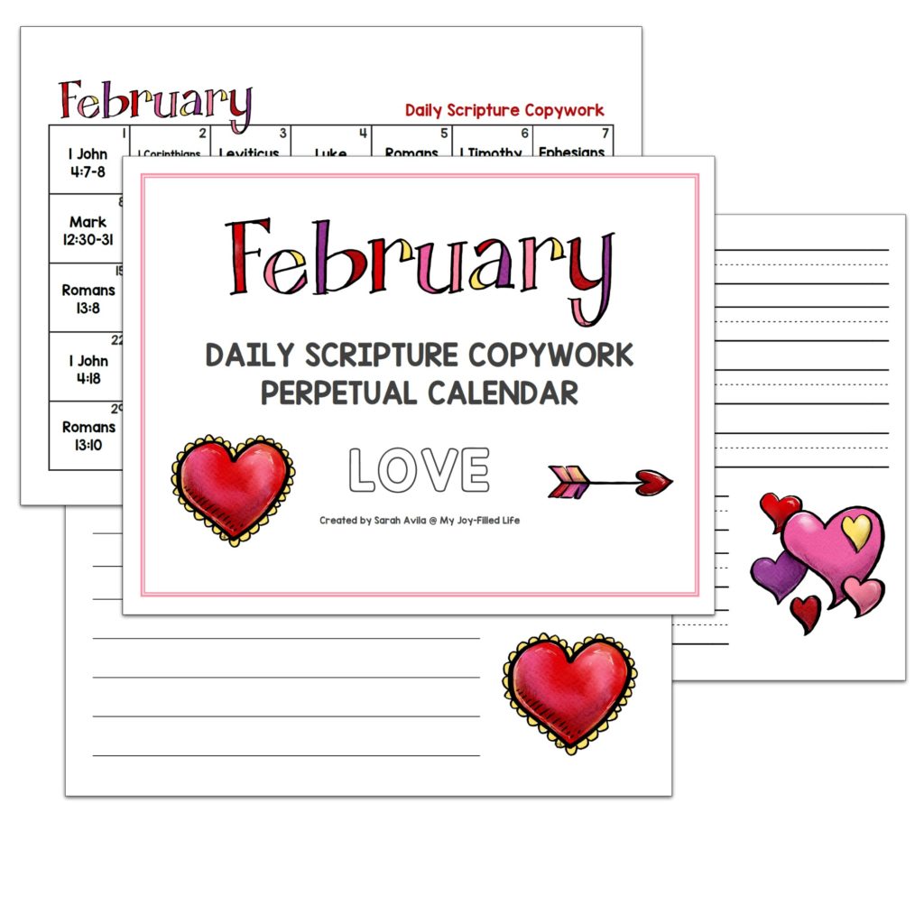 February Perpetual Scripture Copywork Calendar - My Joy-Filled Life