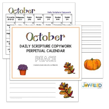 October Perpetual Scripture Copywork Calendar - My Joy-Filled Life
