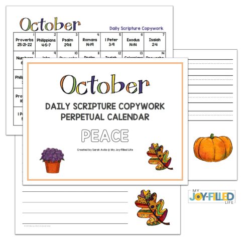 October Perpetual Scripture Copywork Calendar - My Joy-Filled Life