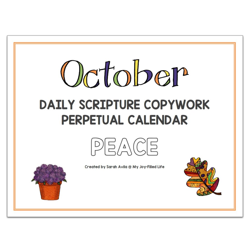 October Perpetual Scripture Copywork Calendar - My Joy-Filled Life