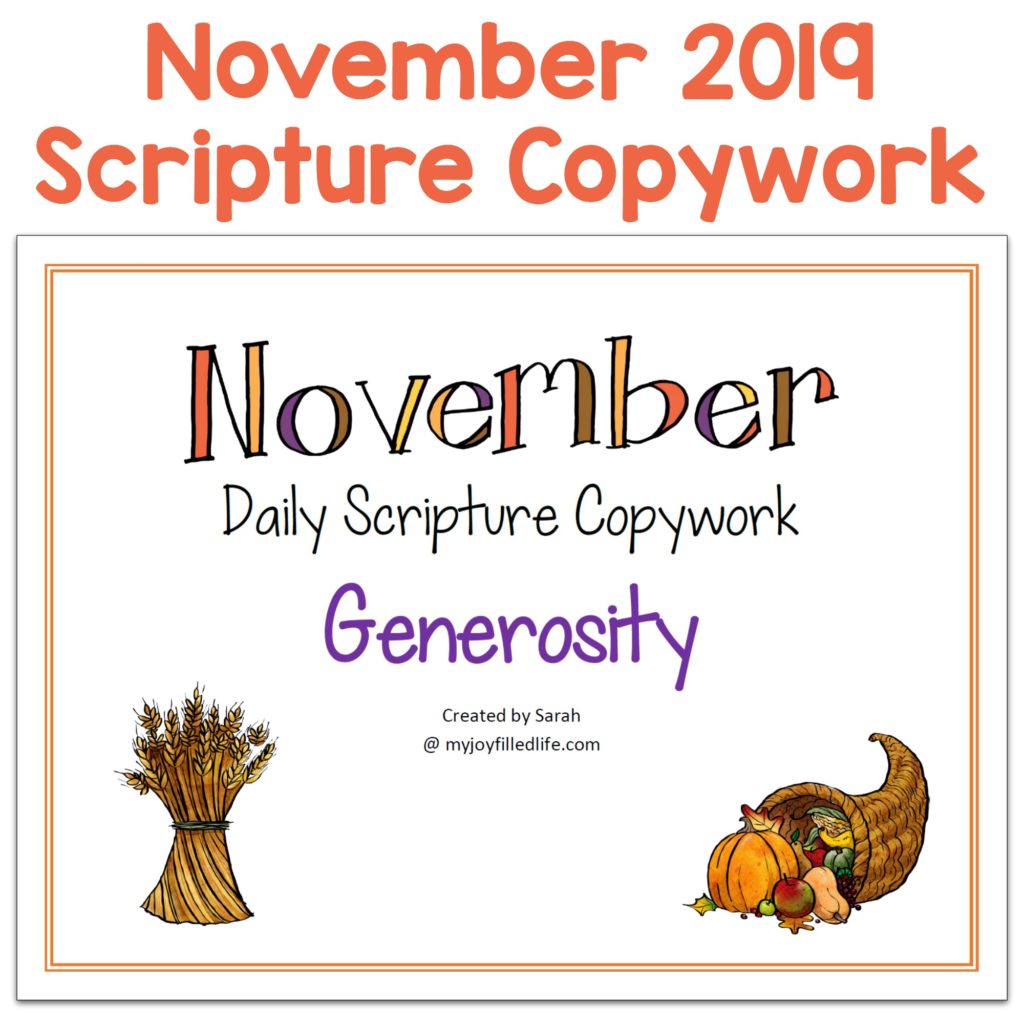 November Perpetual Scripture Copywork Calendar - My Joy-Filled Life