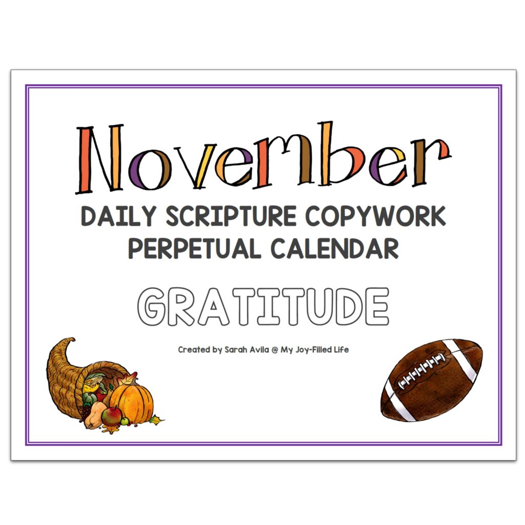 November Perpetual Scripture Copywork Calendar - My Joy-Filled Life