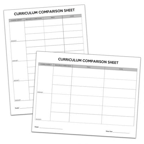 Homeschool Curriculum Comparison Sheets - My Joy-Filled Life