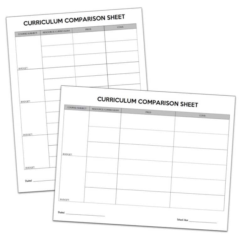 Homeschool Curriculum Comparison Sheets - My Joy-Filled Life