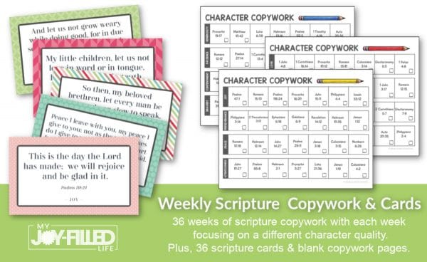 Weekly Scripture Copywork Printables & Scripture Cards