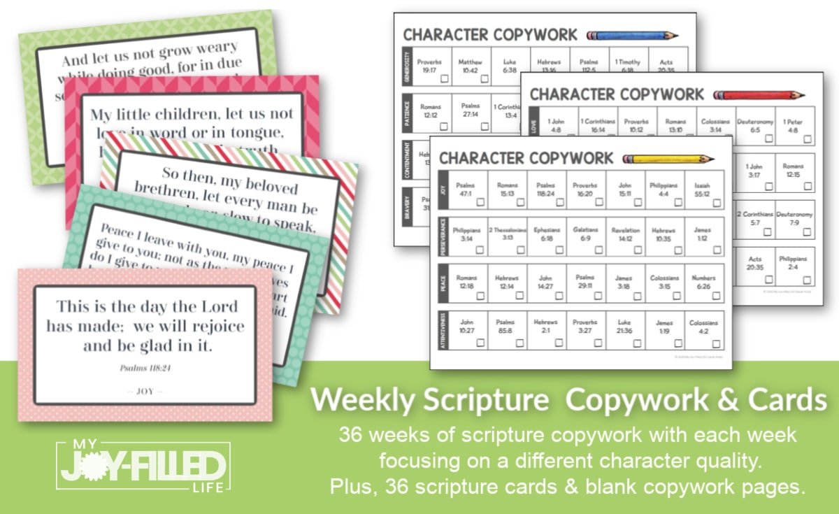 Weekly Scripture Copywork Printables & Scripture Cards