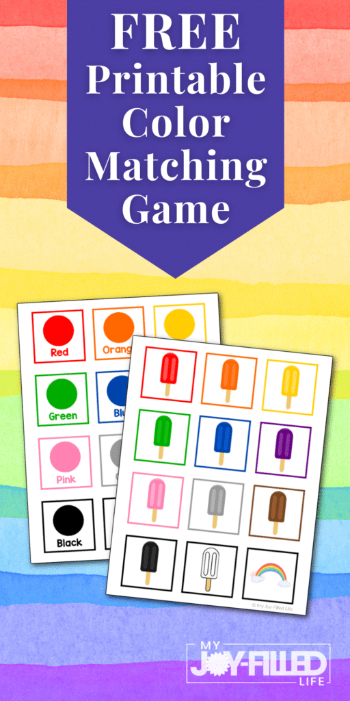 Popsicle Color Matching Game Printable - My Joy-Filled Life