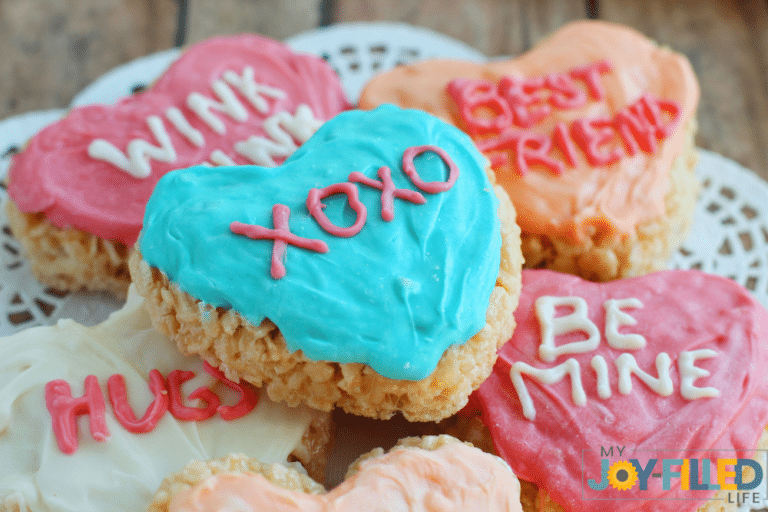 Conversation Hearts Rice Krispie Treats - My Joy-Filled Life