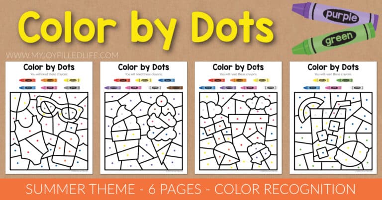 Summer-Themed Color By Dots Printable Pages - My Joy-Filled Life