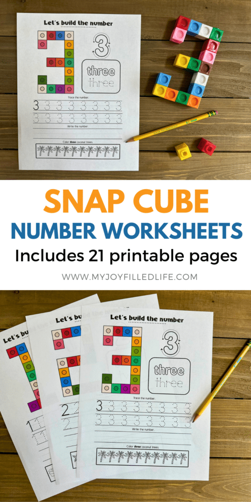 Learning Numbers with Snap Cubes + worksheets - My Joy-Filled Life