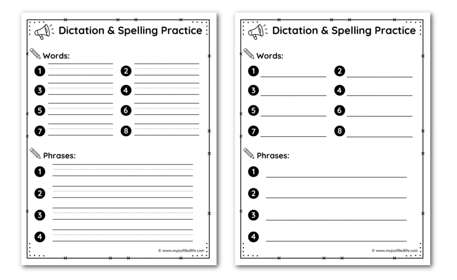Dictation-Worksheets - My Joy-Filled Life