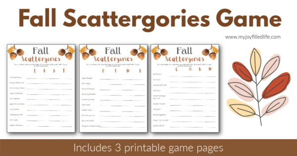 Fall Scattergories Printable Game