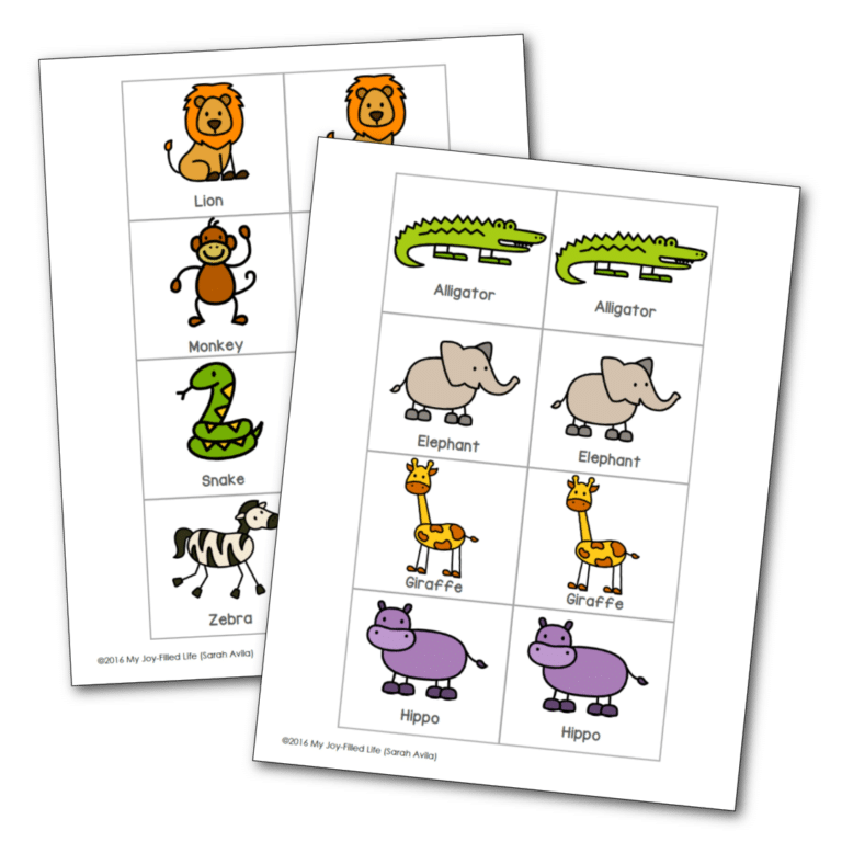 Animal Matching Game Printable - My Joy-Filled Life