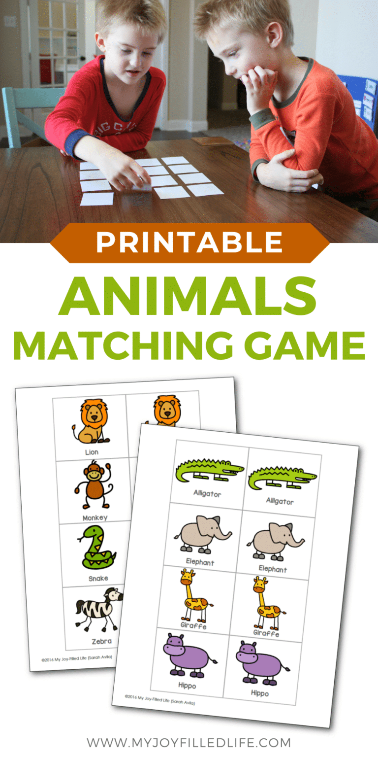 Animal Matching Game Printable - My Joy-Filled Life