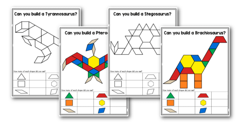 Dinosaur Pattern Block Mats - My Joy-Filled Life