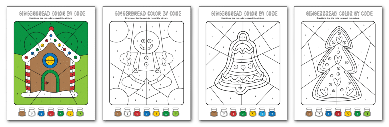 Gingerbread-color-by-number-collage - My Joy-Filled Life